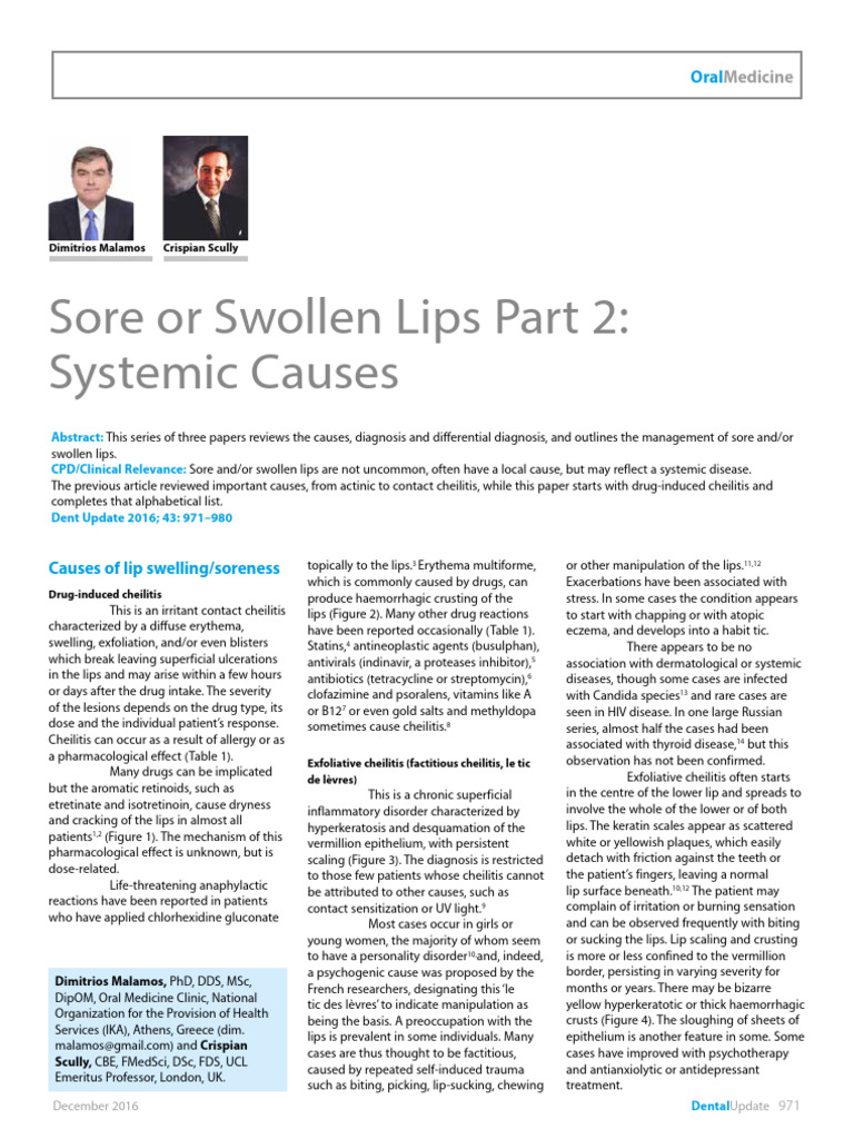 Causes of Swollen Lips Explained | PDF | Cutaneous Conditions | Wellness