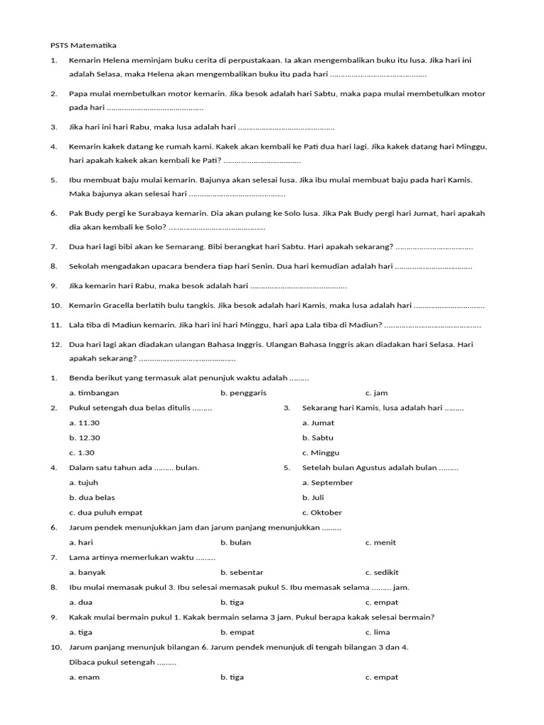 Math PSTS Sem 2 | PDF