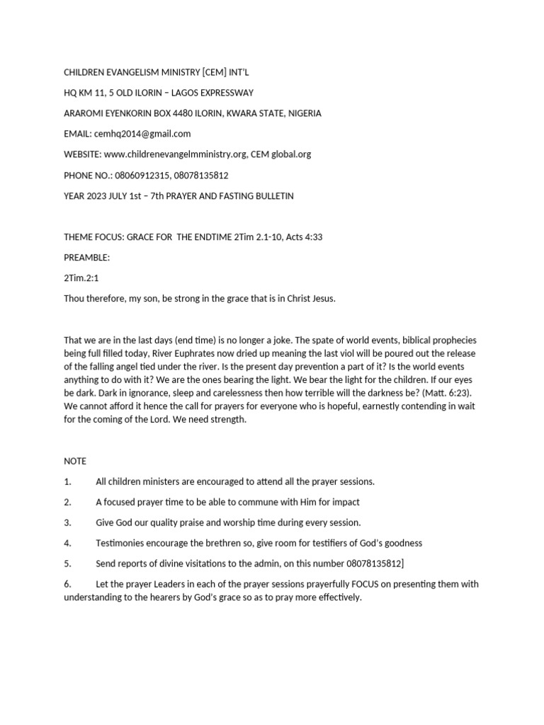 Sunday School | PDF