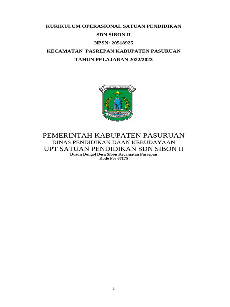 DRAF KOSP SD | PDF