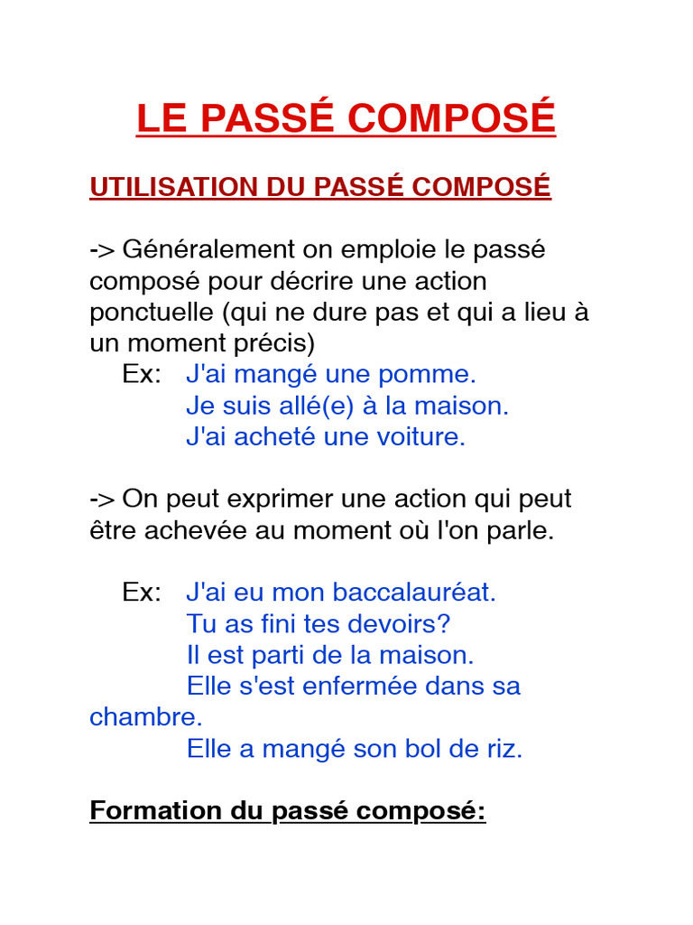 PASSÉ COMPOSÉ copie | PDF