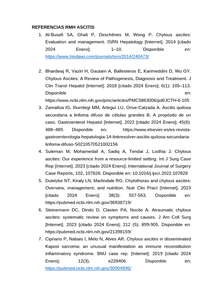 Referencias RMH Ascitis | PDF