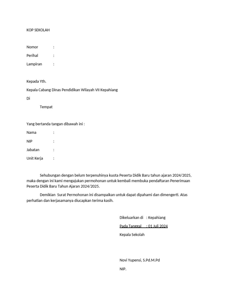 Permohonan Perpanjangan PPDB | PDF