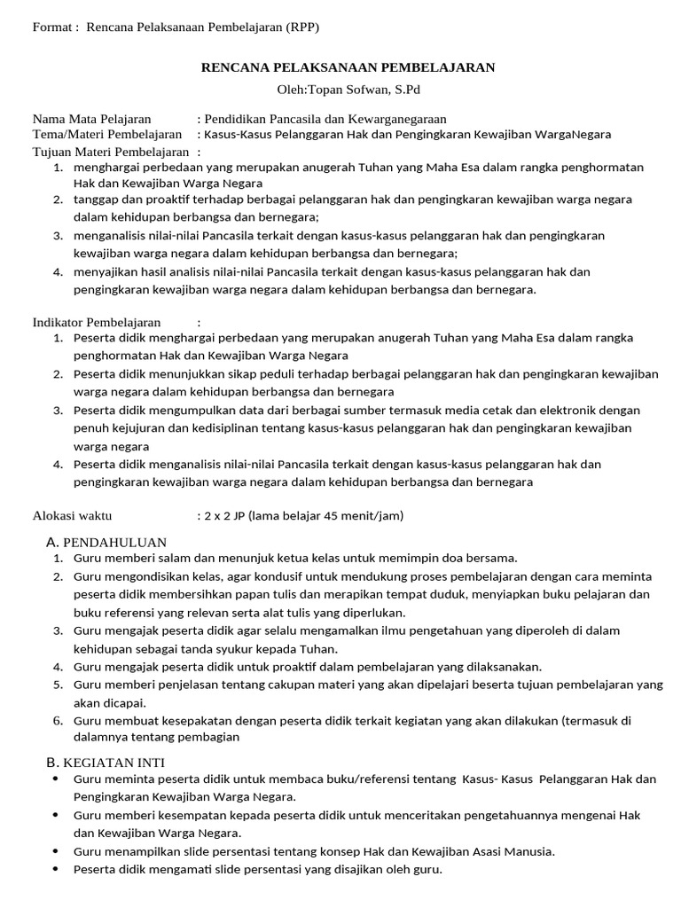 Format RPP CGP 10 REGULER | PDF