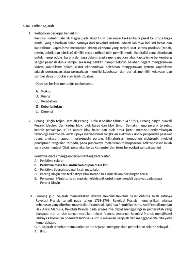 SOAL Latihan Sejarah CP. 1 | PDF