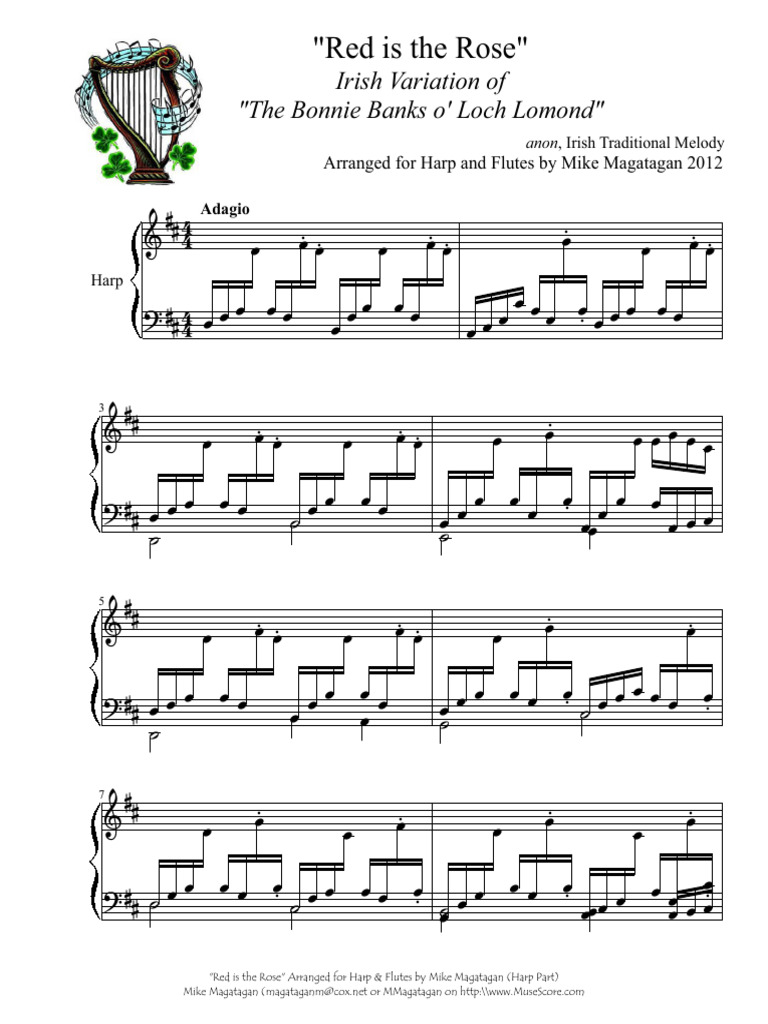 (Free Scores - Com) Anonymous Rouge Est Rose Pour Harpe Flutes Red The ...
