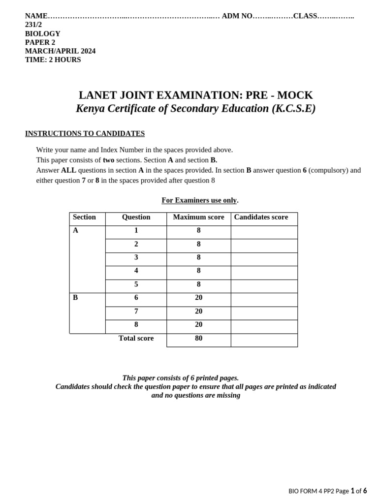 Bio F4 PP2 QN | PDF