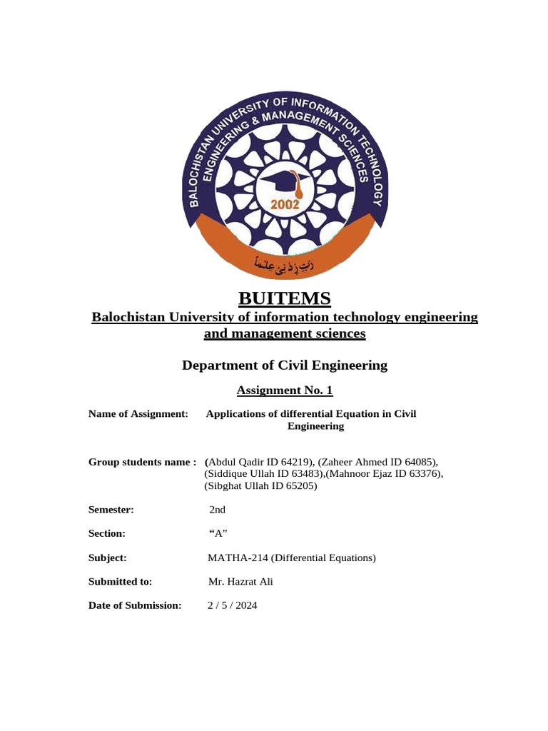 Applications Of Differential Equations In Civil Engineering PDF