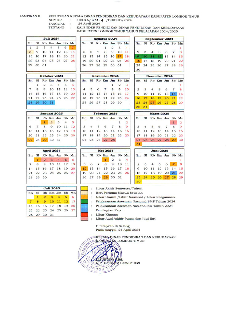 Kalender Pendidikan 2024 | PDF