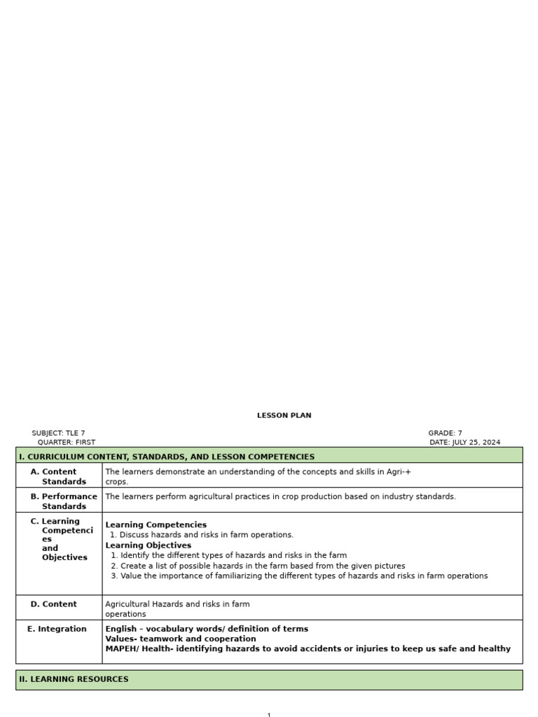 Lesson Plan in Agricrops-Matatag | PDF