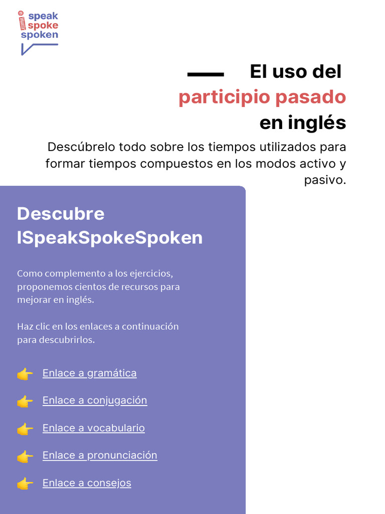 Participio Pasado Ingles Ispeakspokespoken | PDF