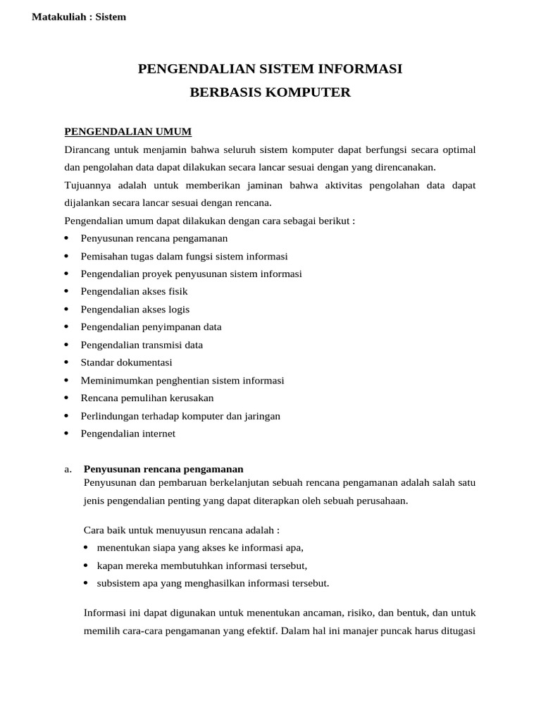 10 Pengendalian Sistem Inf Berbasis Komputer | PDF