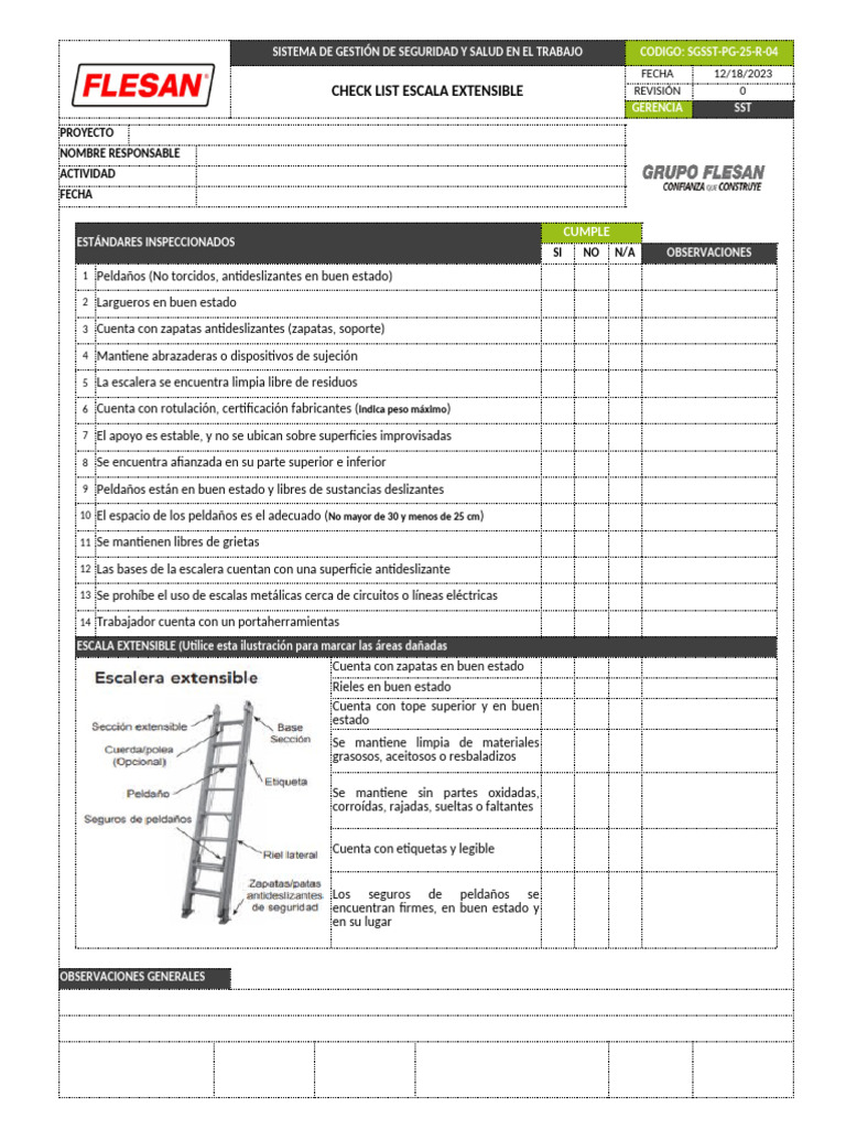 Check List Escala Extensible | PDF