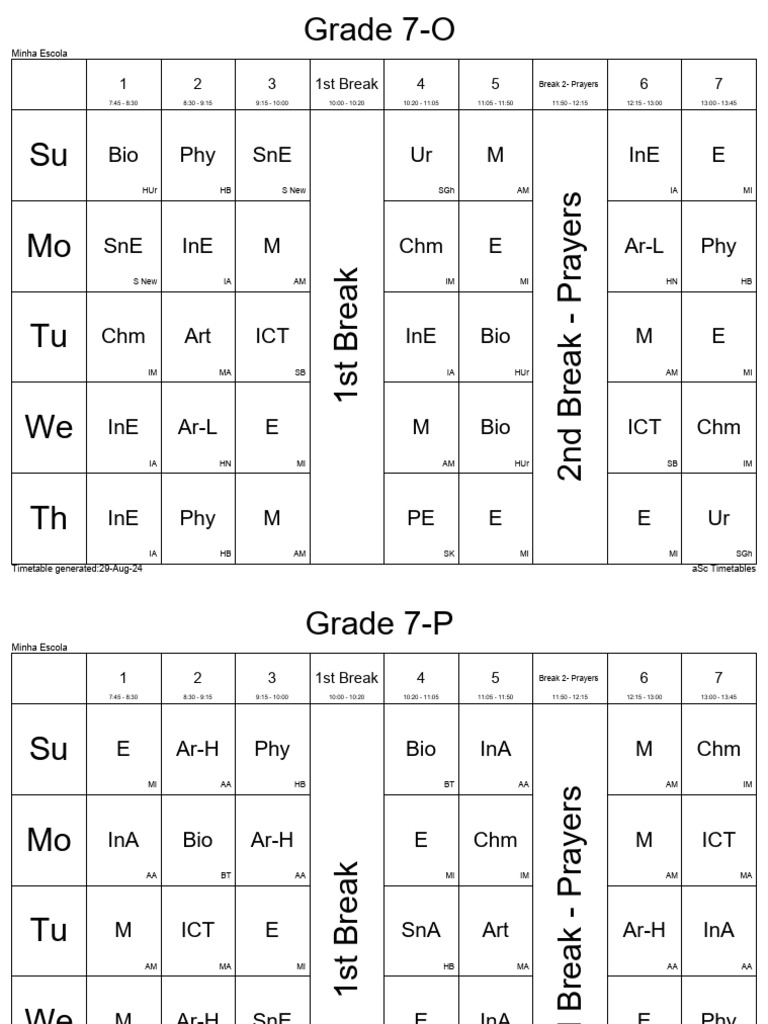 Su Mo Tu We TH: Phy Sne Bio M Ur E Ine | PDF