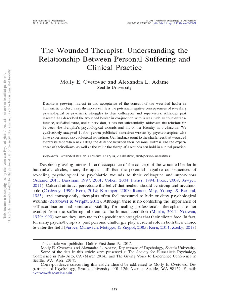 The Wounded Therapist - Understanding The Relationship Between Personal ... The Wounded Therapist - Understanding The Relationship Between Personal ...
