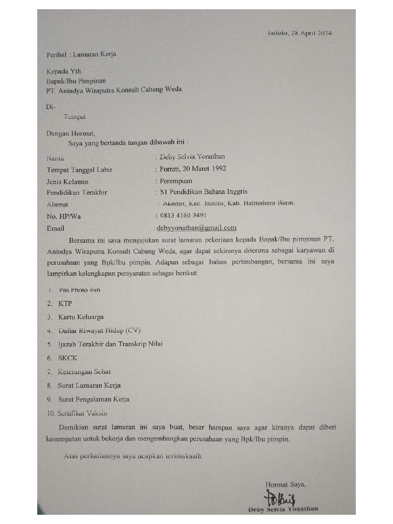 Surat Lamaran | PDF