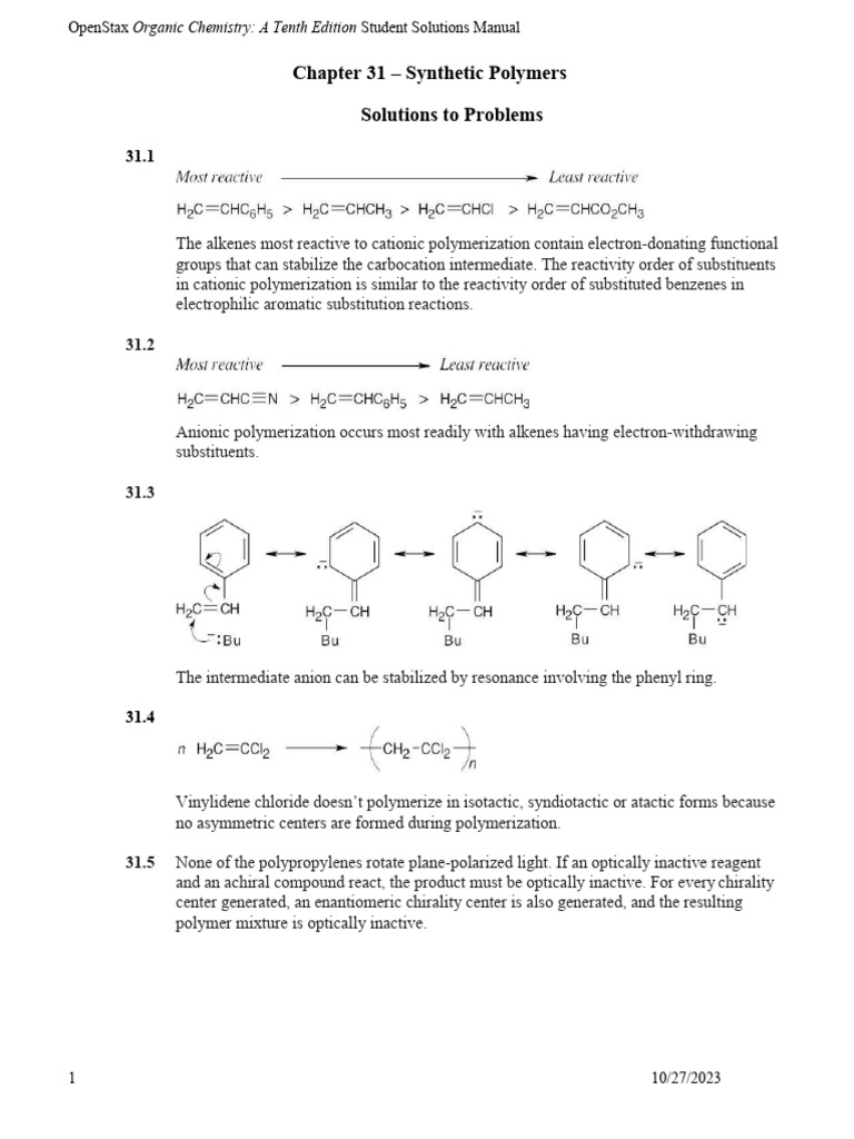 OrganicChemistry10e SSM Ch31 | PDF