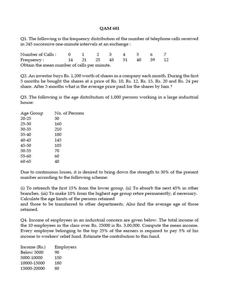 SFM QAM Assignment 1 | PDF