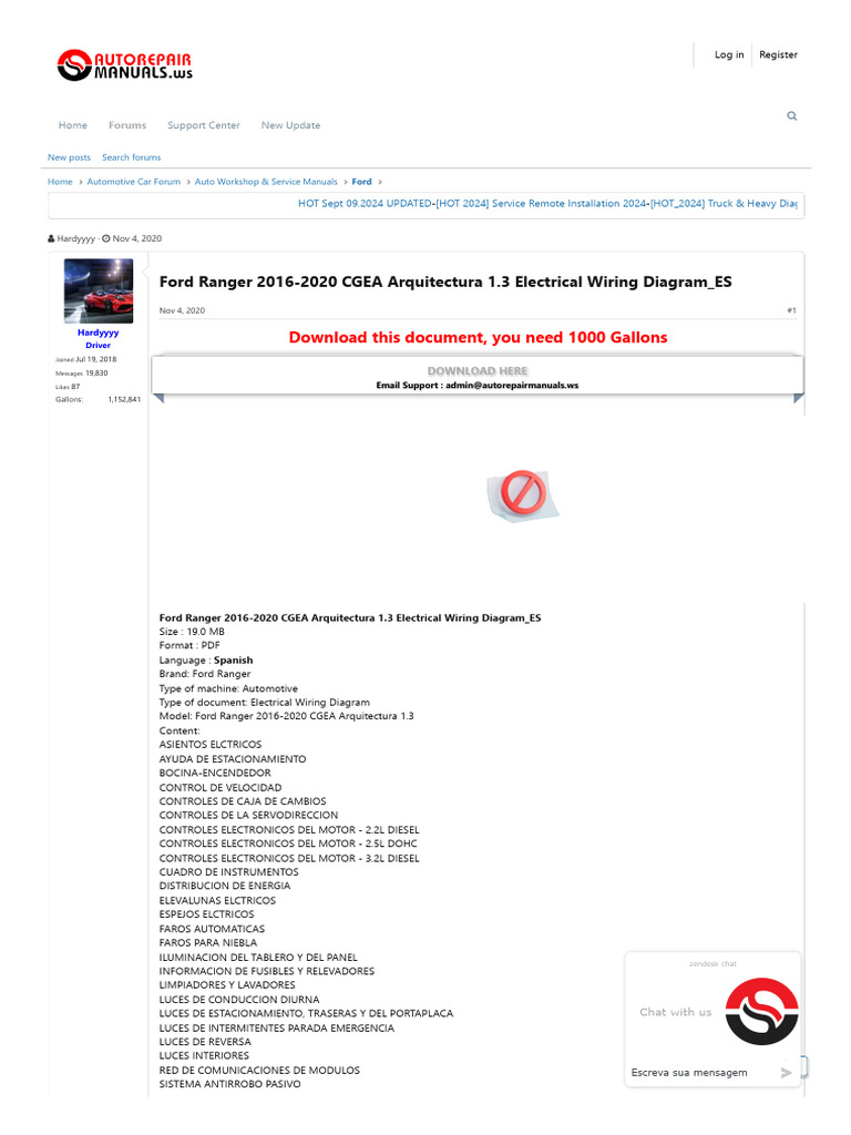 Ford Ranger 2016-2020 CGEA Arquitectura 1.3 Electrical Wiring Diagram ...