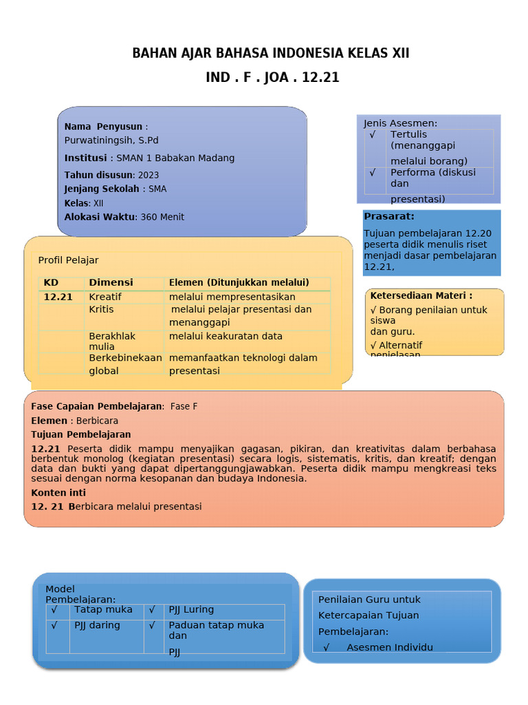 Modul BINDO 12 Berbicara Dalam Presentasi | PDF