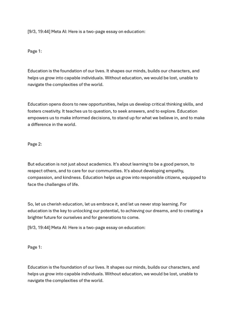 Eassy Education | PDF | Self-Improvement