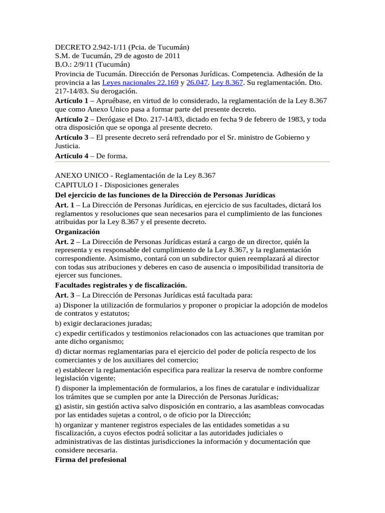 Decreto Reglamentario 2942 | PDF