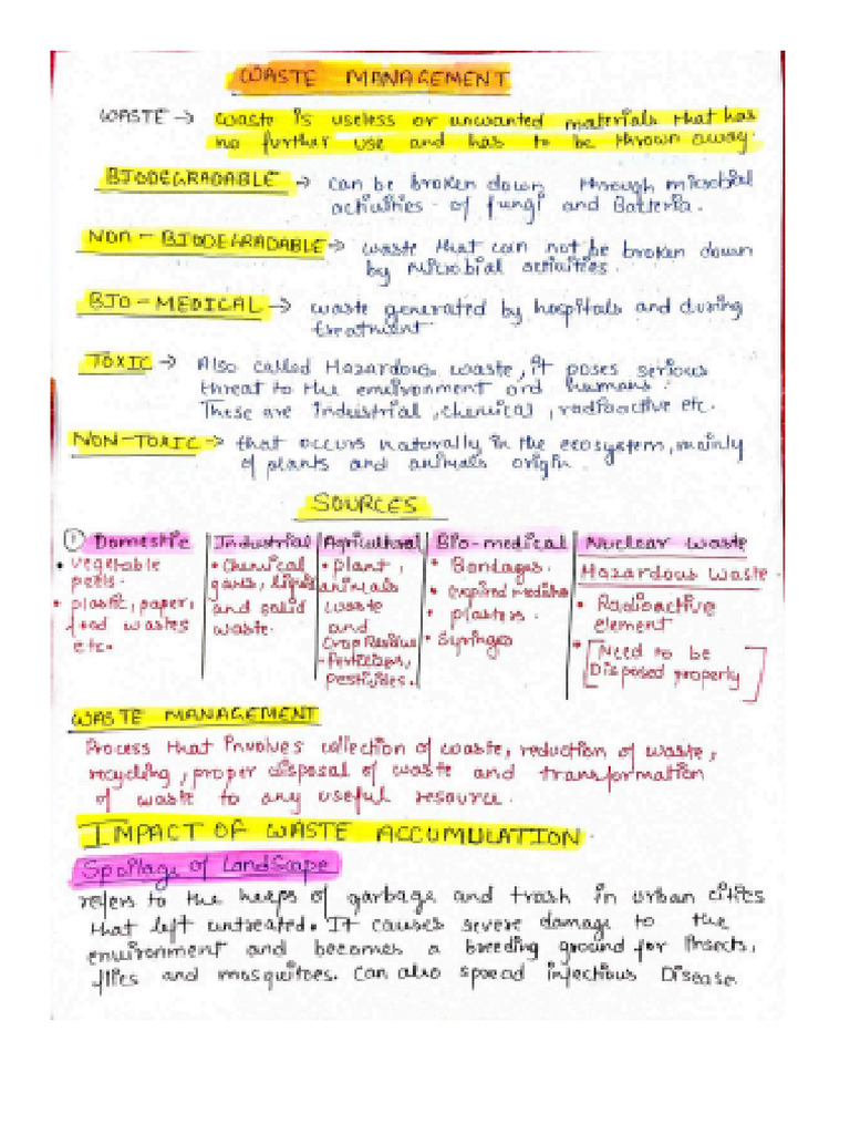 Waste Management Notes | PDF