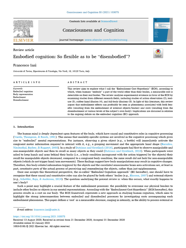 Embodied Cognition, 2021 | PDF