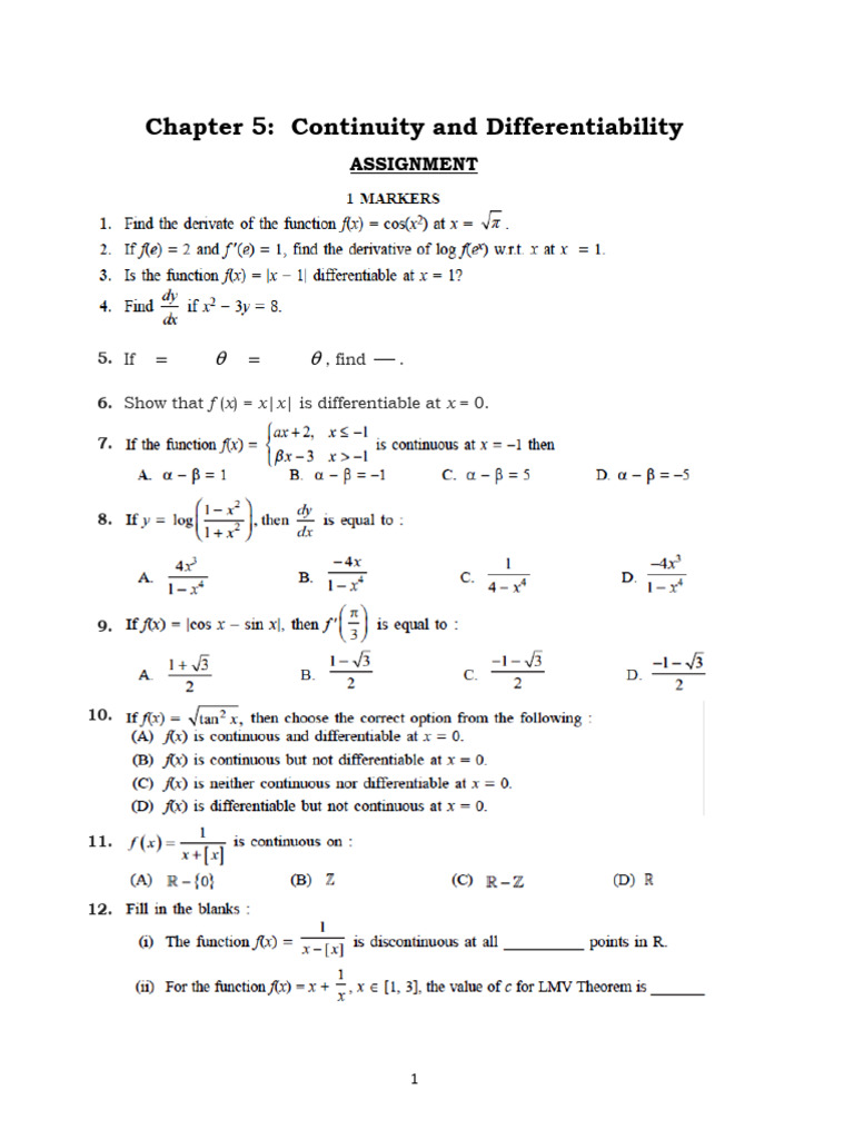 Chapter 5 Continuity and Differentiability-3 | PDF