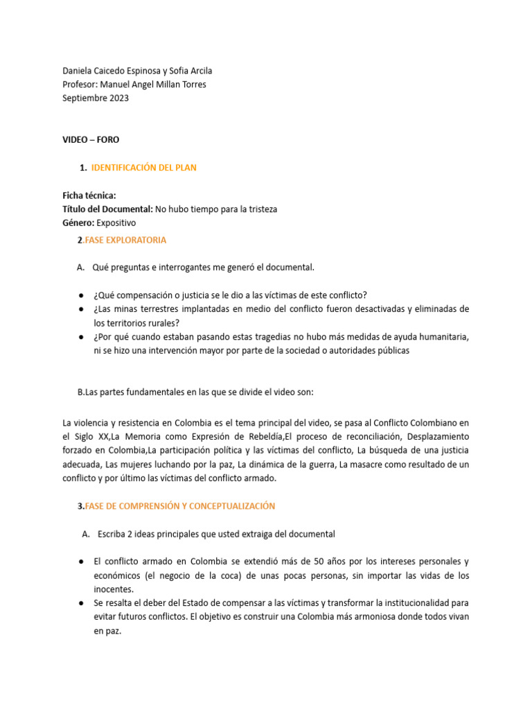 Video Foro - Humanidades I - Sofia Arcila y Daniela Caicedo | PDF