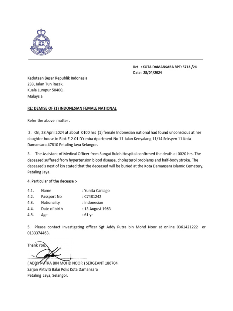Surat Kedutaan Indonesia | PDF