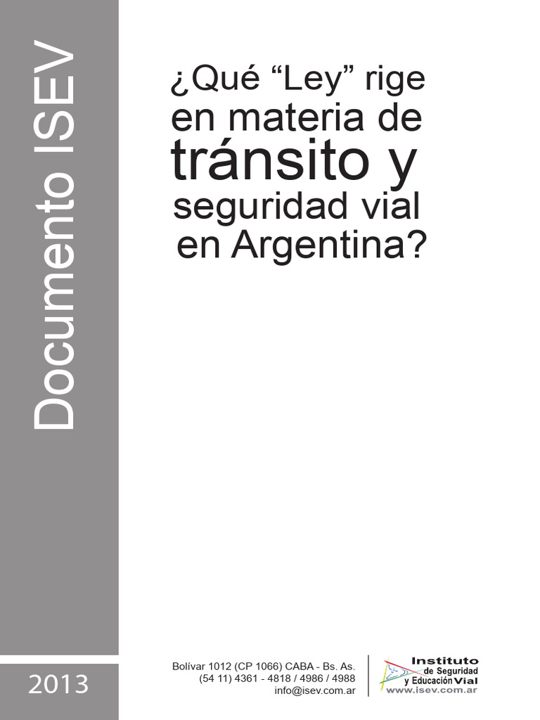 Qué Ley Rige en Materia de Transito y Seguridad Vial en Argentina | PDF