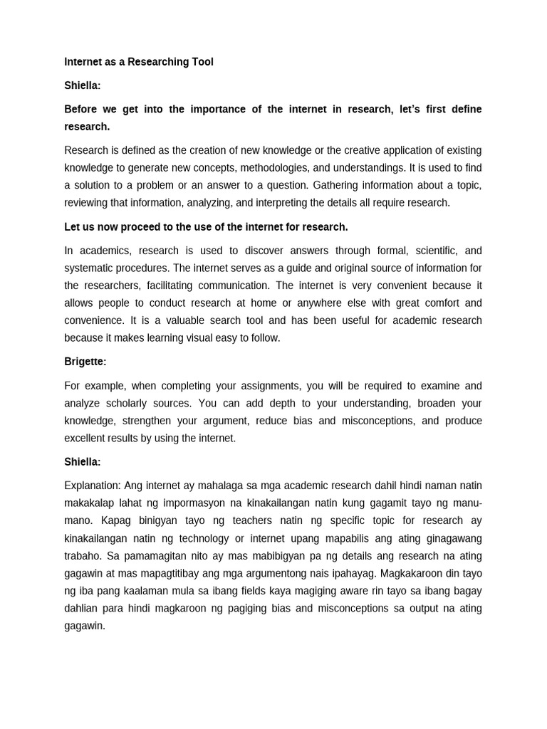 Internet as a Researching Tool | PDF