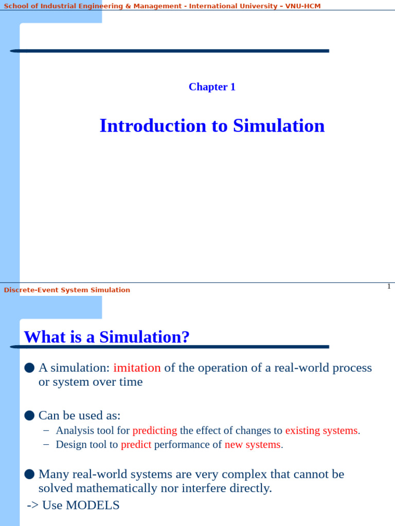 1 - Introduction To Simulation | PDF