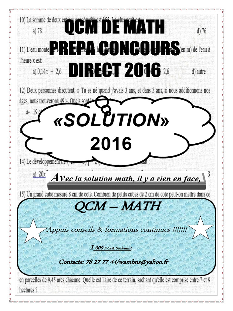 Page de Garde MATH QCM | PDF
