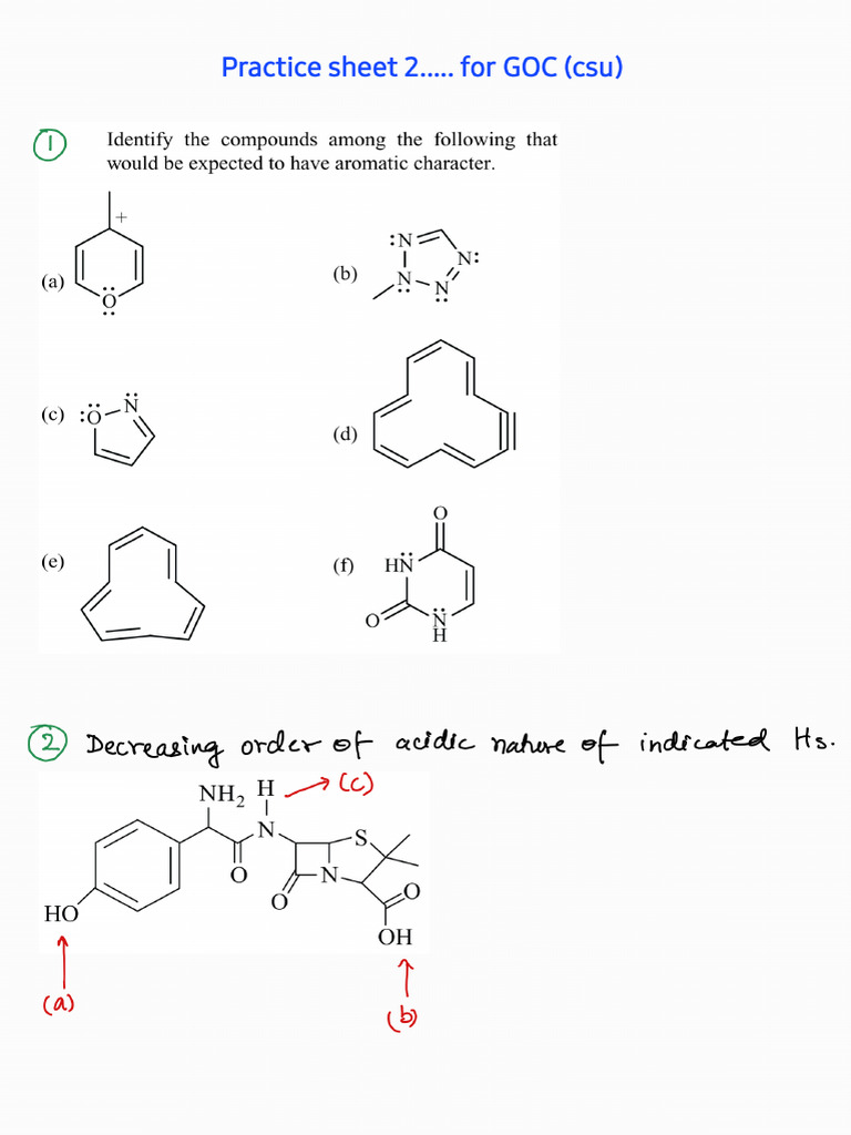 GOC Practice - Sheet 2 - Acid Base | PDF