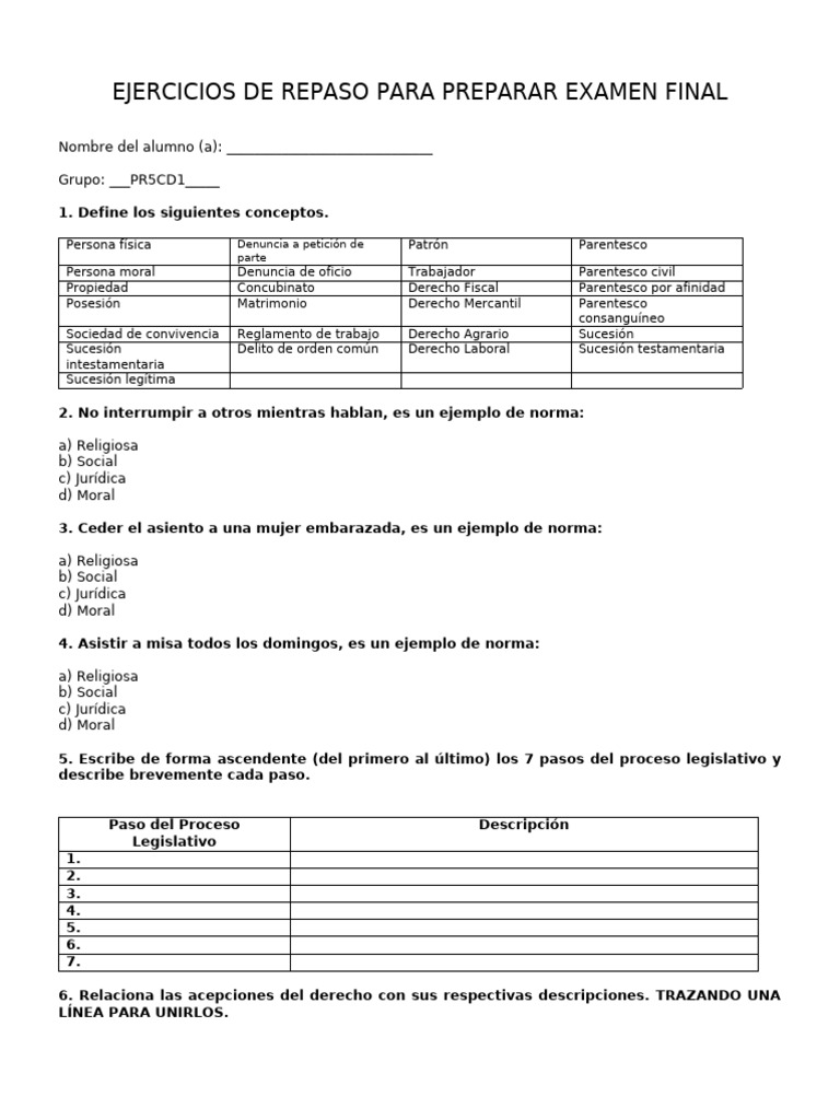 Ejercicios de Repaso para Examen Final 2 | PDF