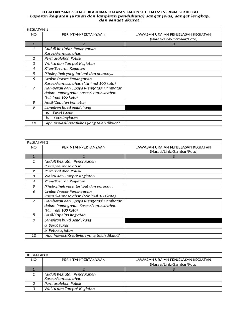 Laporan Kegiatan Tahun 5 (Kelima) | PDF