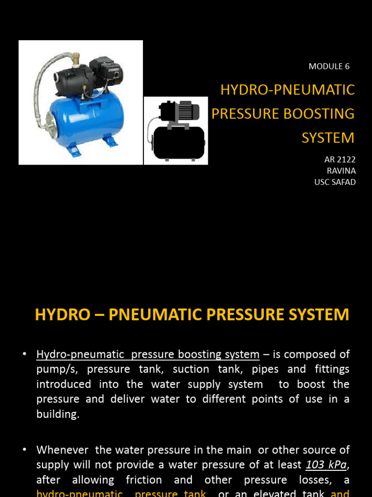 MODULE 6 SLIDES - HYDROPNEUMATIC PRESSURE BOOSTING SYSTEM | PDF