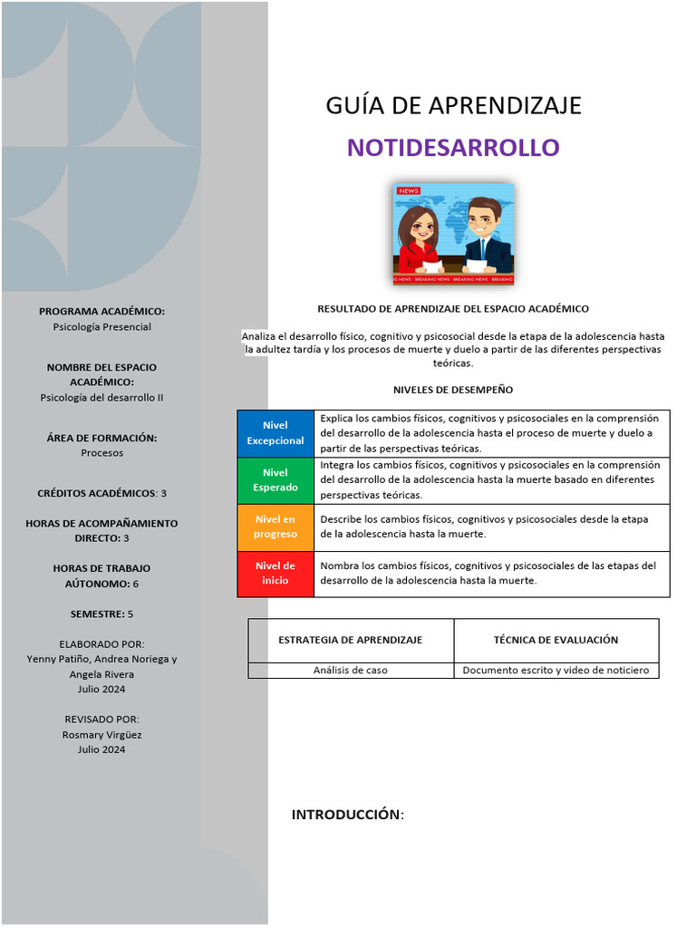 Guia Apz Curso Psic Bg093 Psicología Del Desarrollo 2 | PDF