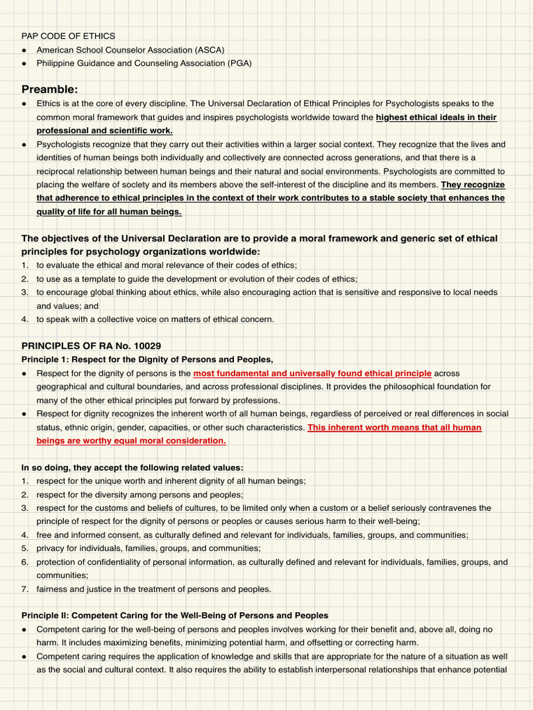 PAP Code of ETHICS notes | PDF