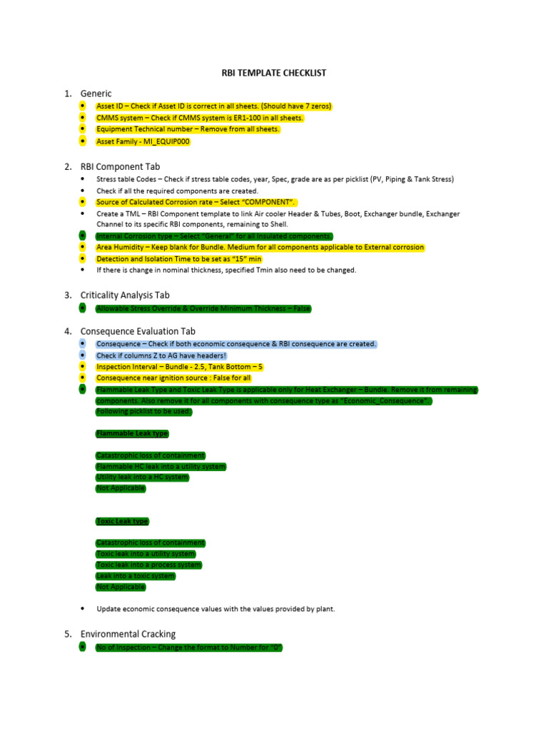 Rbi Template Checklist 18 - 10 - 2023 | PDF