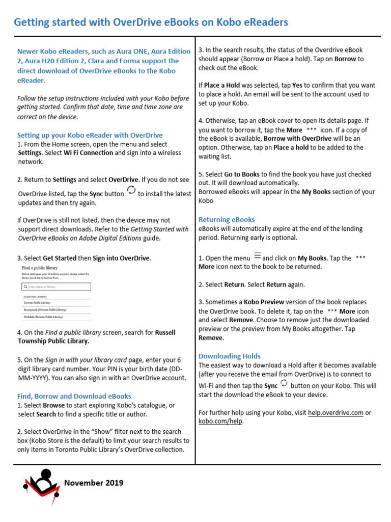 Getting Started With OverDrive Ebooks Using Kobo Ereaders | PDF