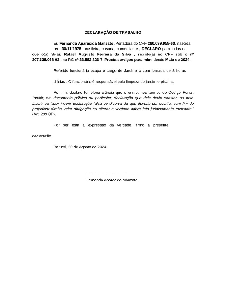 declaracao-trabalho (1) | PDF