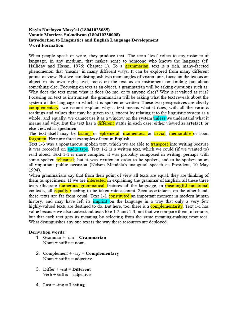 Ex Word Formation | PDF