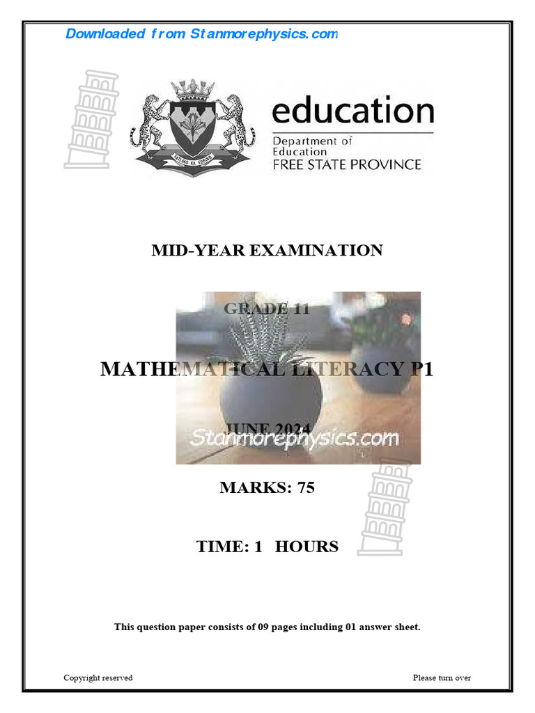 FS Maths Literacy Grade 11 JUne 2024 P1 and Memo | PDF