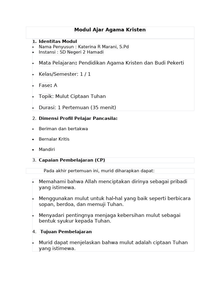Modul Ajar Agama Kristen Opserfasi | PDF