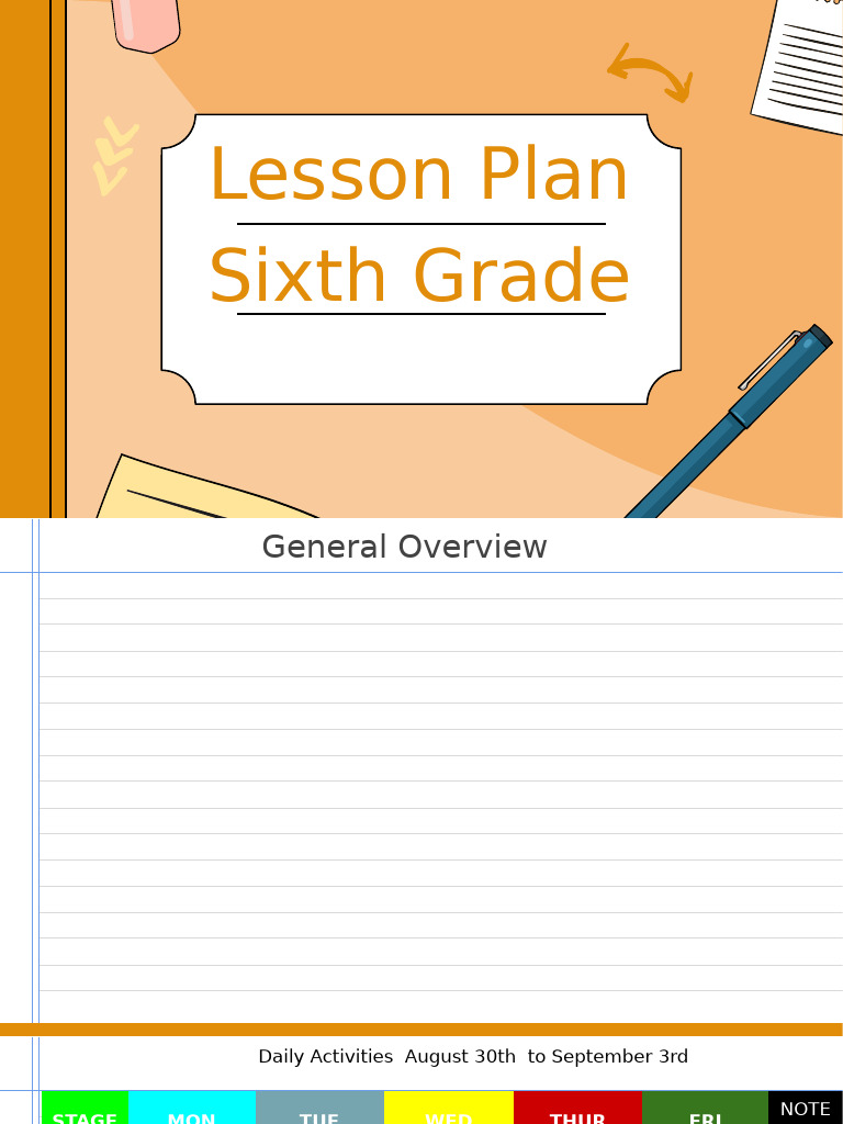 Sixth Grade Plan Lesson | PDF