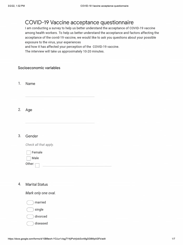 HIT 300 questionnaire Forms | PDF