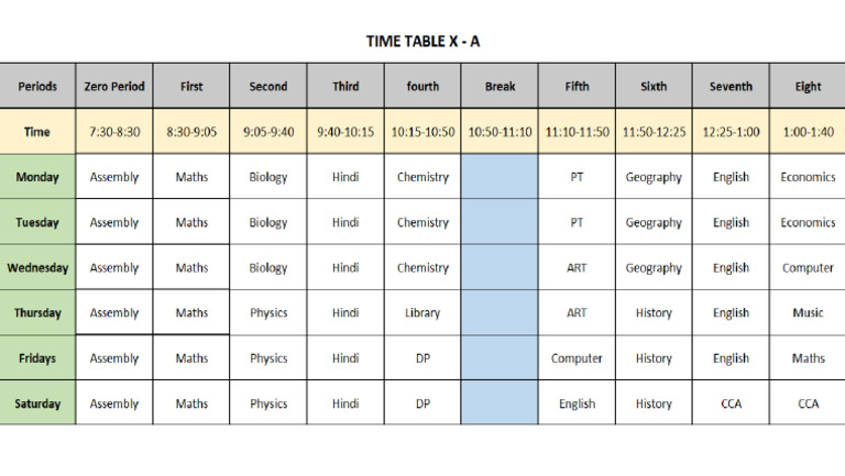 Time Table | PDF